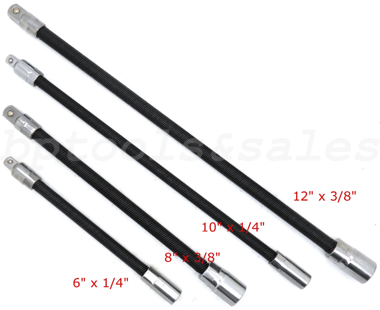 4pc Flexible Socket Extension Bar Set 6" 8" 10" 12" Ratchet Flex 1/4 ...