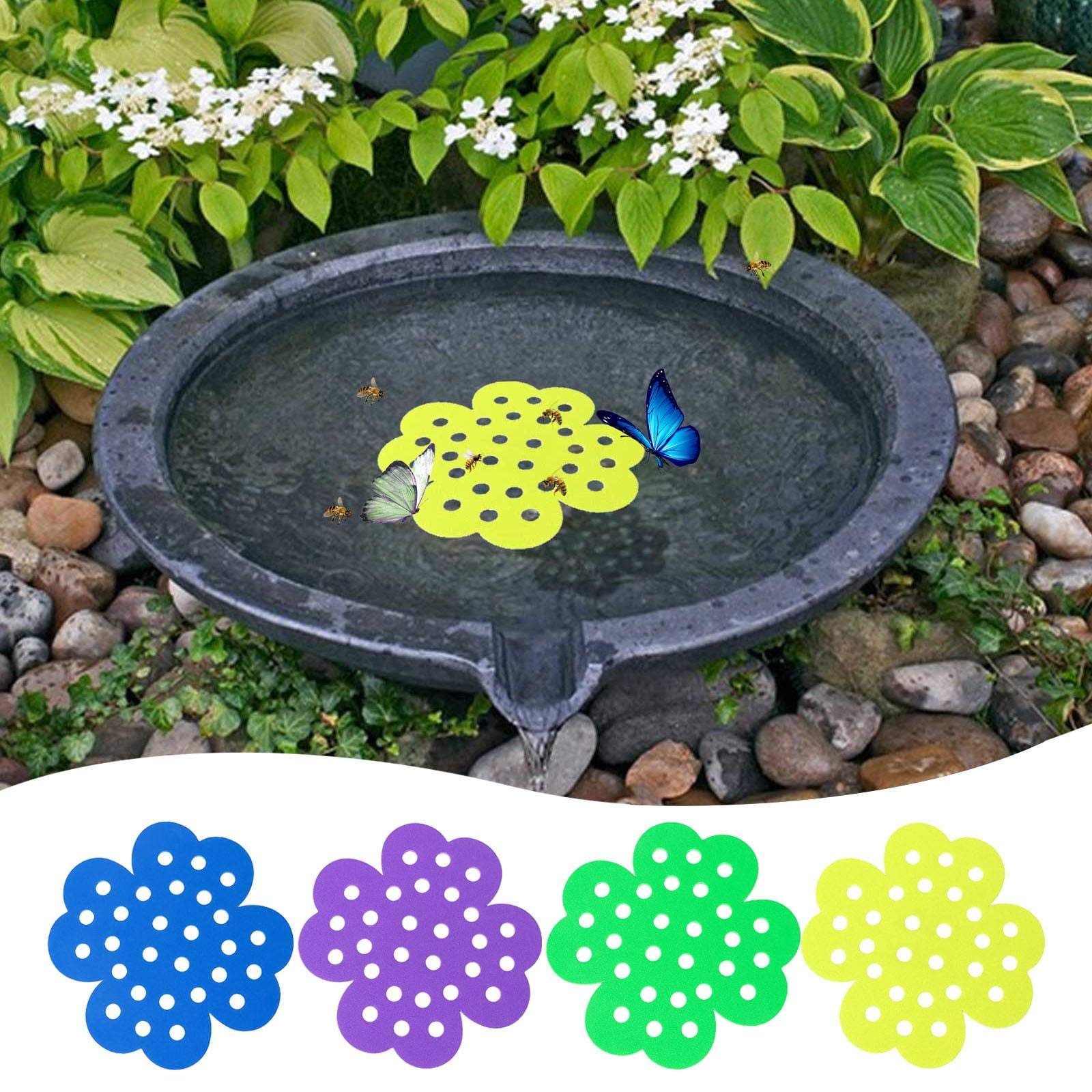4pc Floating Bee Island 5.9 Inch Floating Bee Watering Station Bee Cups ...