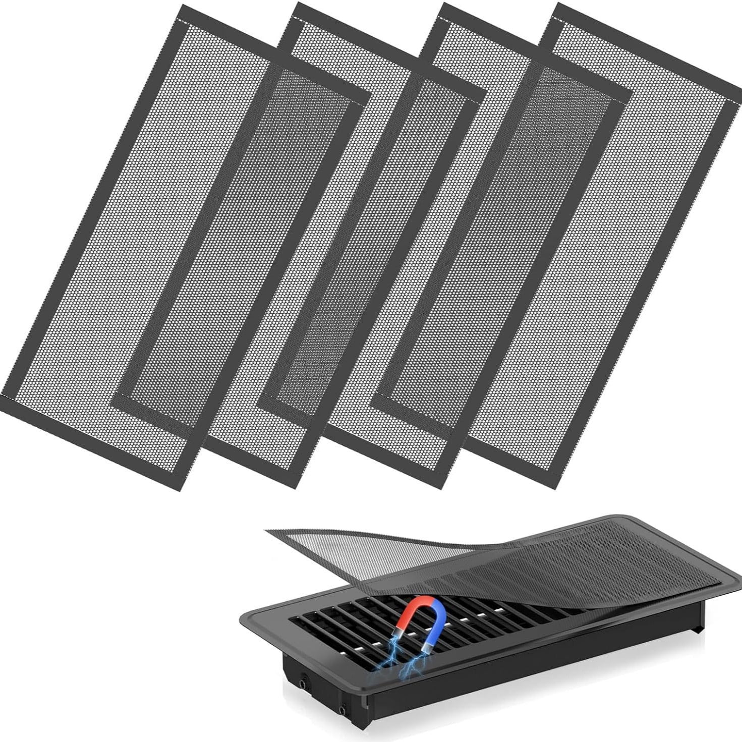 dvypyn 4pc Floor Vent Cover Rectangular Vent Screen Cover Magnetic PVC ...