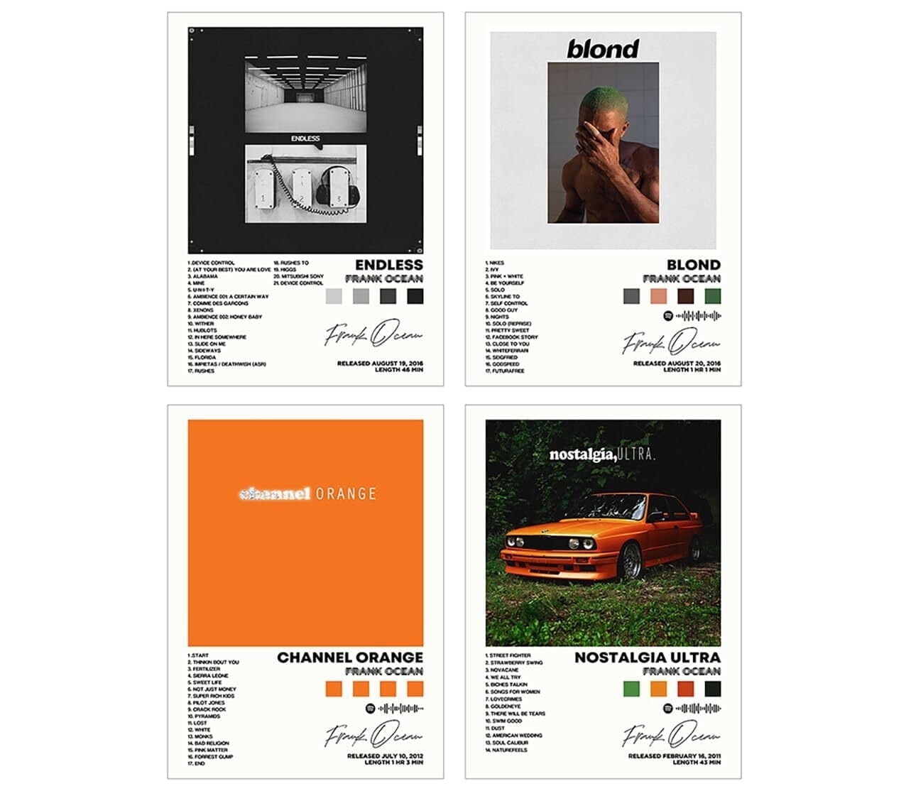 4pc Frank Ocean Album Cover Signed Limited Posters Print Rapper Music ...