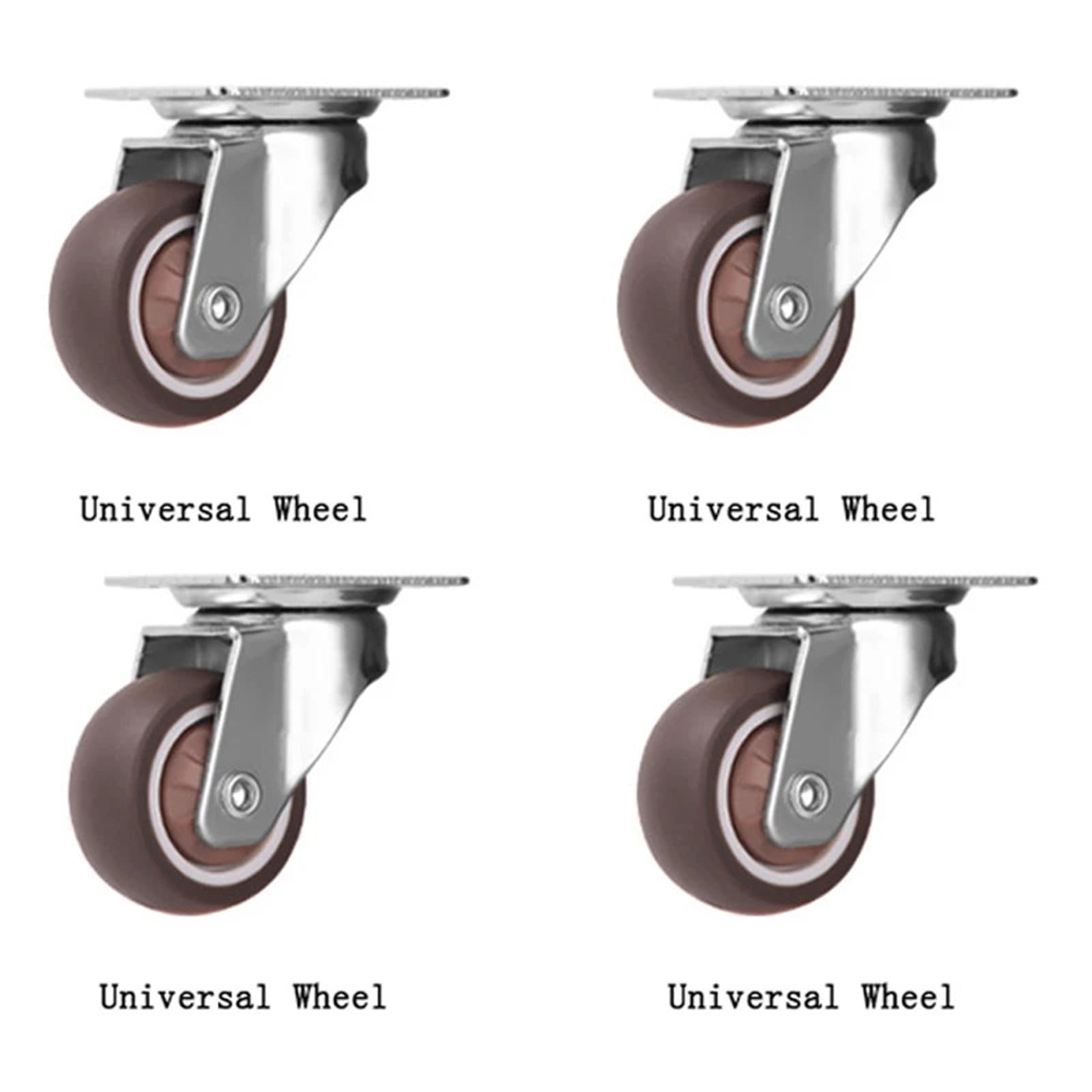 4pc Furniture Caster 1/1.25/1.5/2inch Soft Rubber Universal Wheel ...
