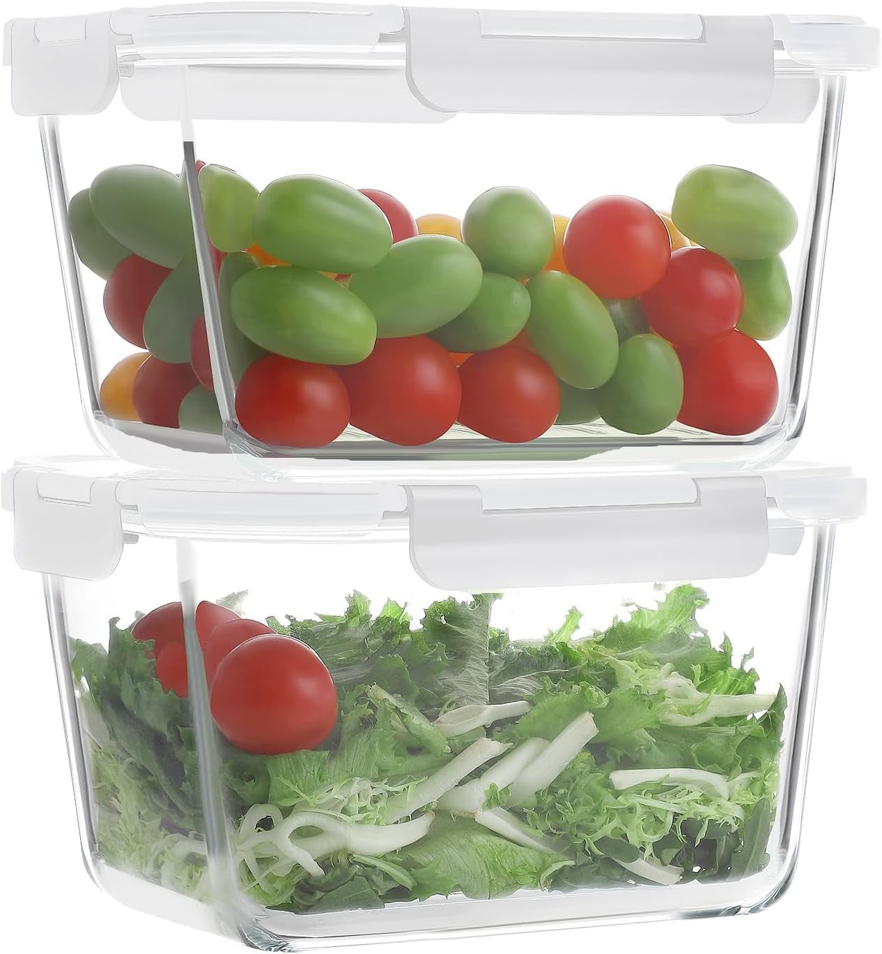 4pc Glass Food Storage Containers with Lids, Glass Meal Prep Containers ...