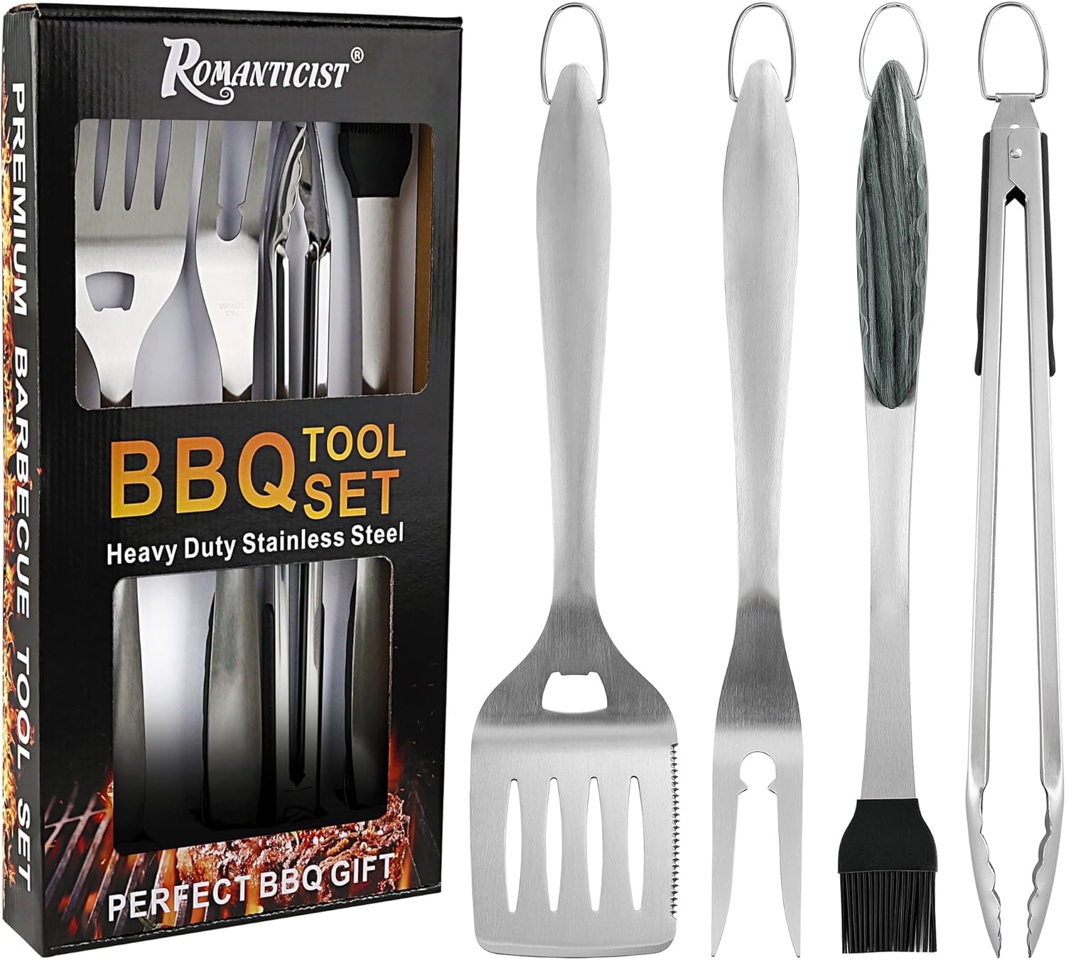 4pc Heavy Duty Grill Accessories for Top Chef - Professional Grill Tools Set & Basic BBQ Tools ...