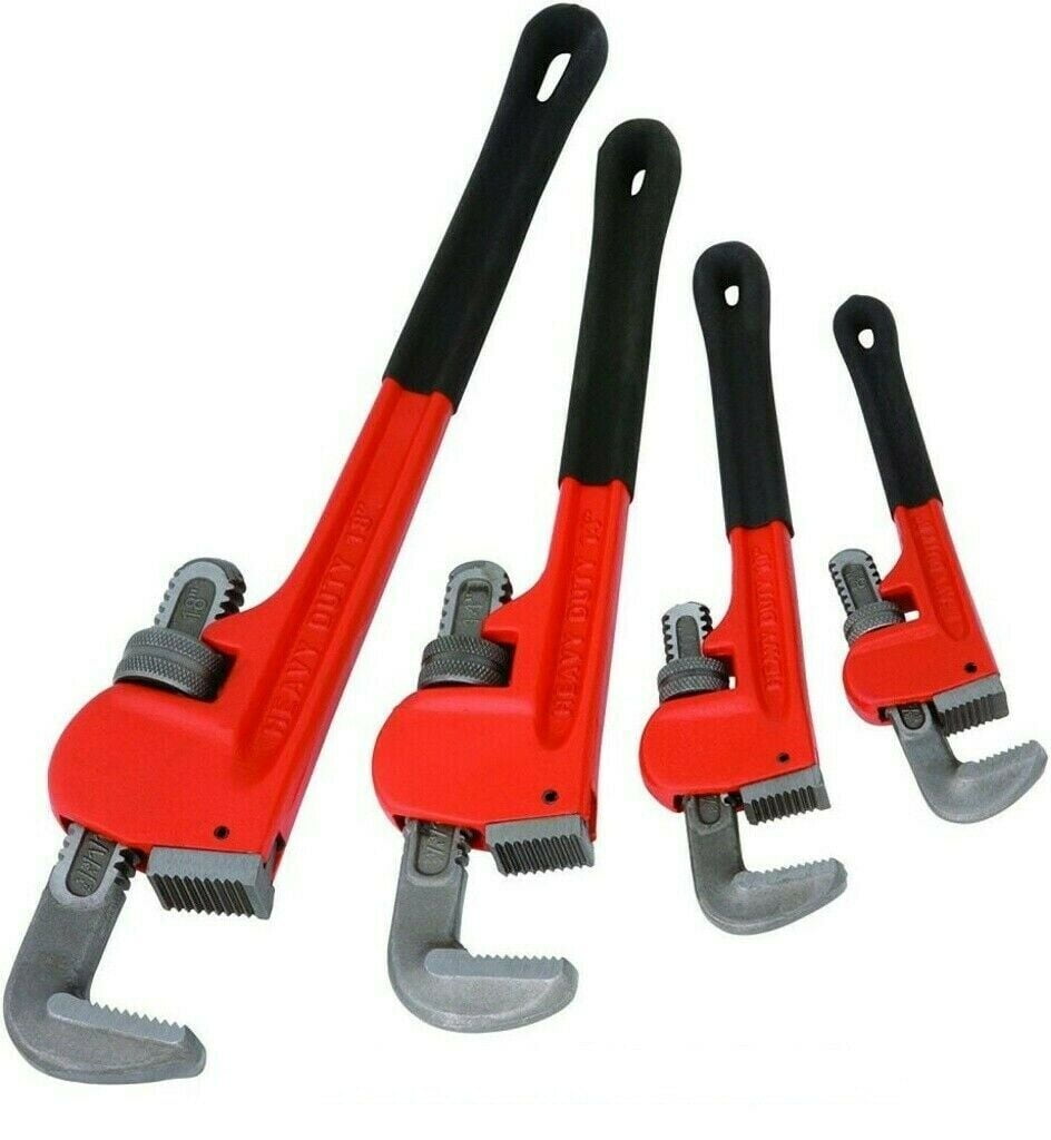 4pc Heavy Duty Pipe Wrench Set Monkey Heat Treated Adjustable 8" 10" 14 ...