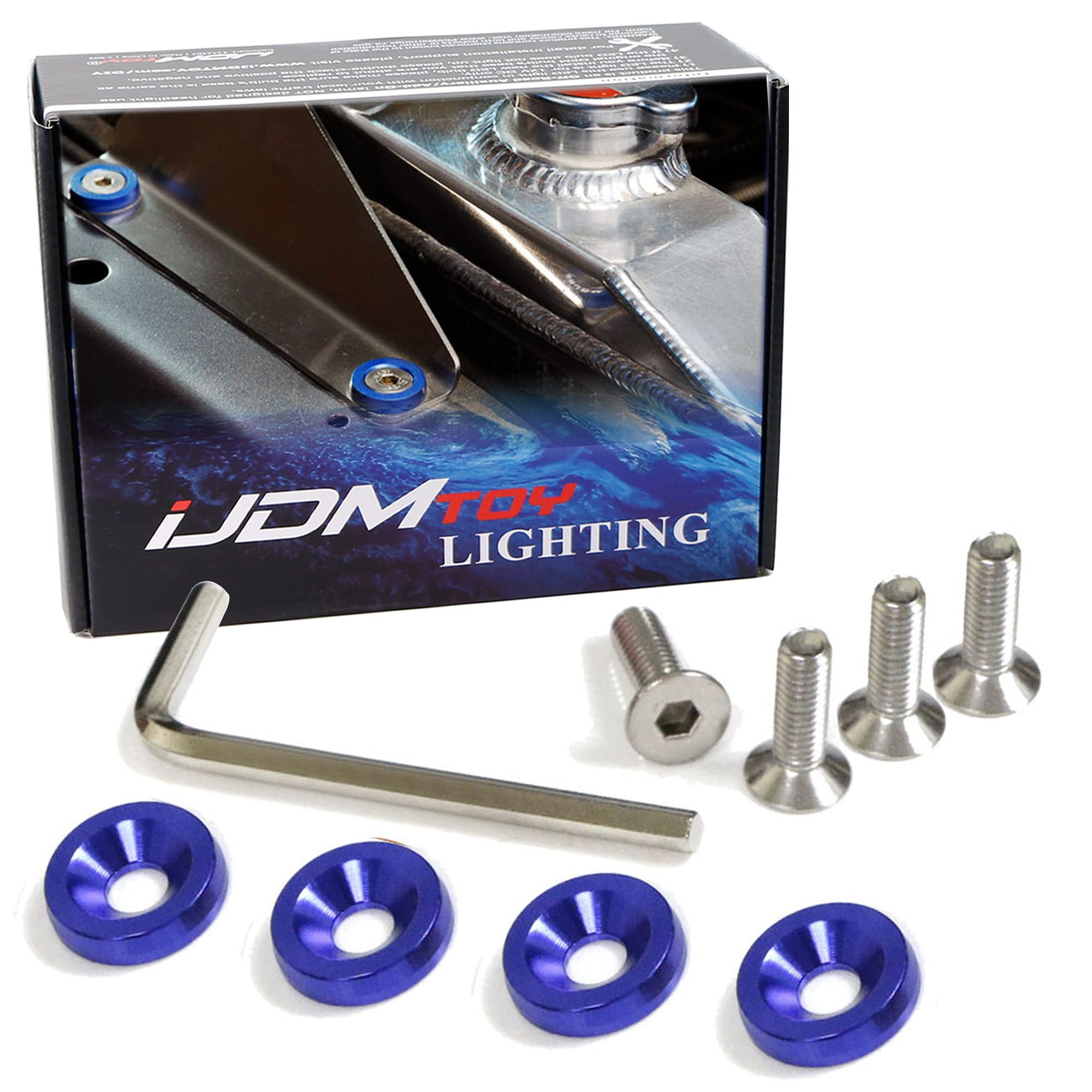 4pc JDM Racing Style M6 Blue Aluminum Washers Bolts Kit For Car License ...