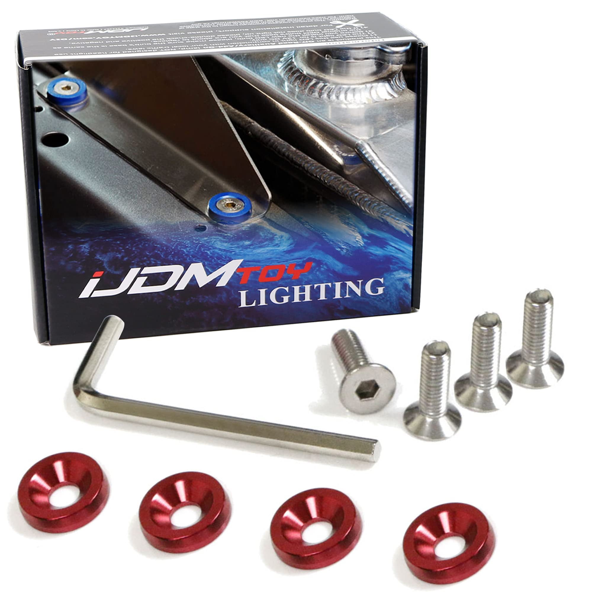 4pc JDM Racing Style M6 Red Aluminum Washers Bolts Kit For Car License ...