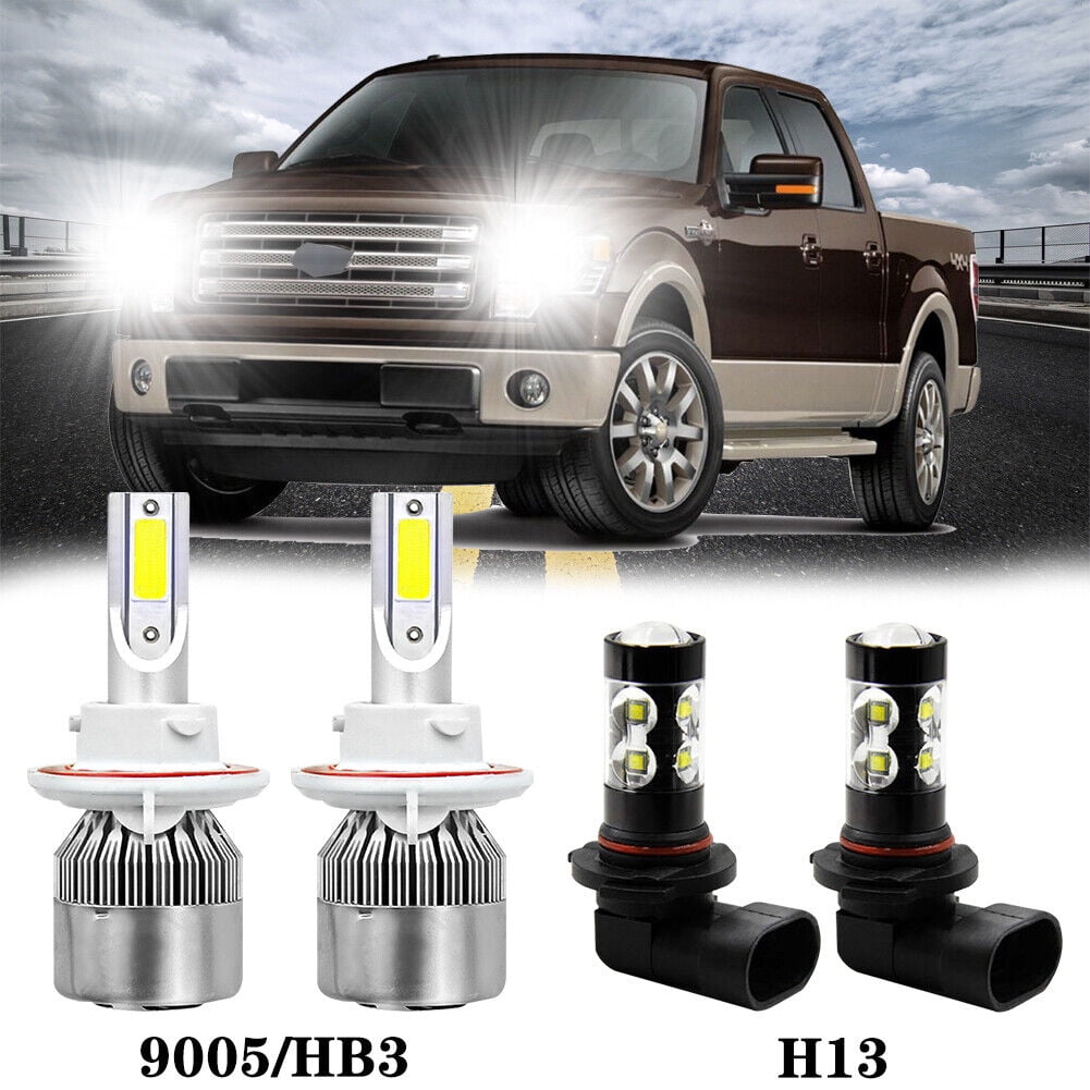 4pc LED Headlight HI/LO Beams+Fog Lights Combo for 2005-14 Ford F-150 ...
