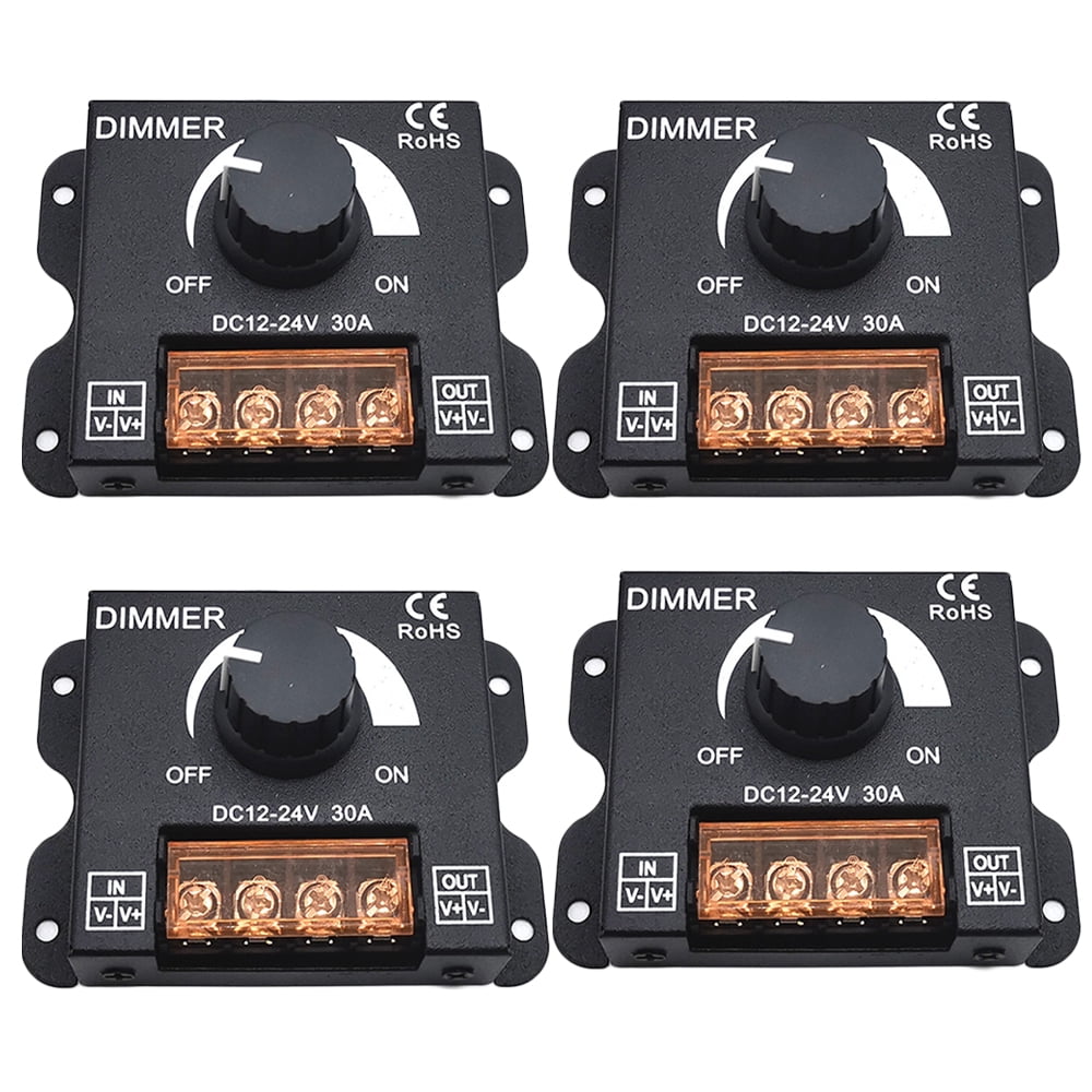 4pc LED Light Strip Dimmer PWM Dimming Controller Knob ON/Off Switch DC ...