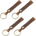 4pc Leather Keychain with Alloy Findings Flower Pattern Coconut Brown ...