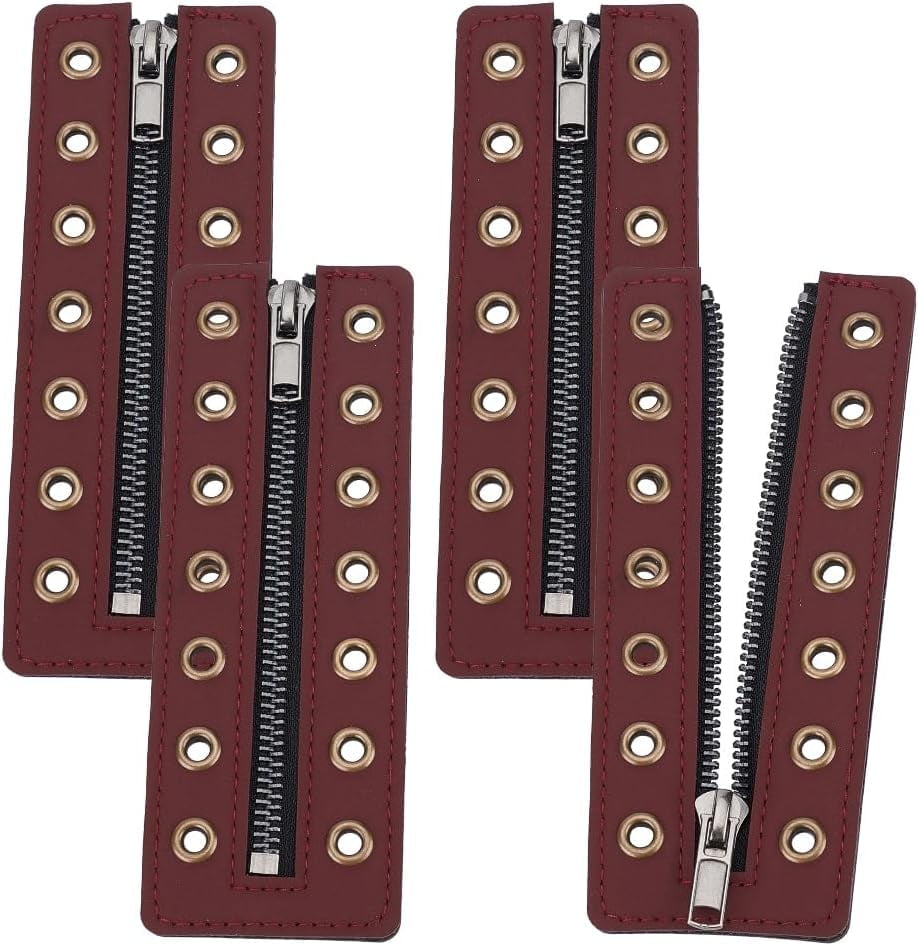 4pc Leather Lace-in Boot Zipper Inserts, 6.1 x 2 Inch Eyelets Zipper ...