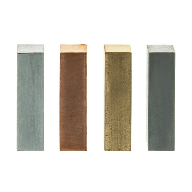 4pc Metal Block Set - Brass, Aluminum, Steel & Copper - 2" x 0.5" - For ...