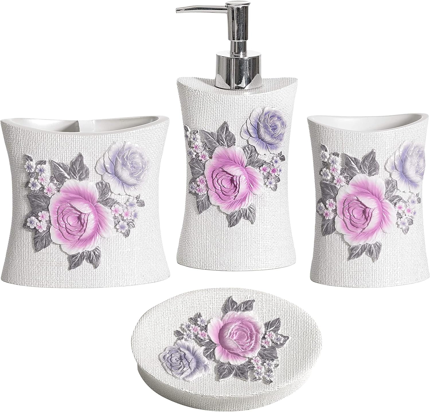 4pc Michelle Bathroom Accessories Sets Lotion Pump, Tumbler, Tooth ...