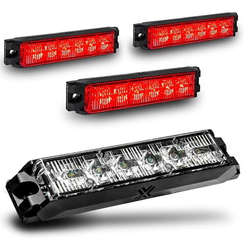 4pc NanoFlare 5" 6W Red LED Surface Mount Police Grill Strobe Warning ...