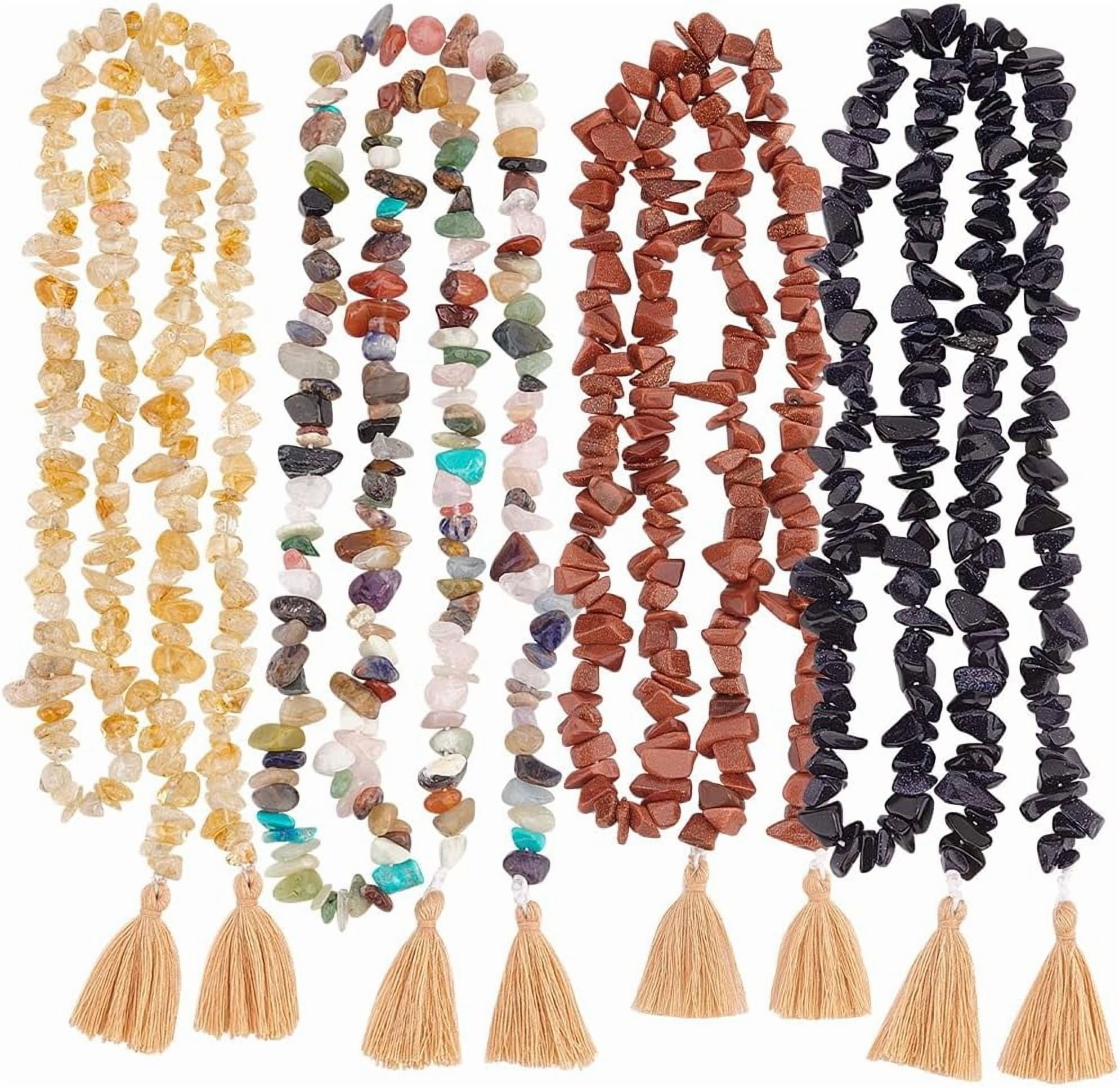 4pc Natural Gemstone Bead Garland with Tassel 29.5 Inch Length ...
