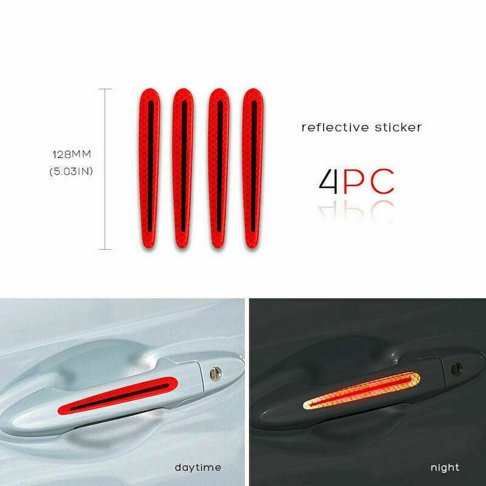 4pc Night Reflective Car Door Sticker Handle Safety Distance Warning ...