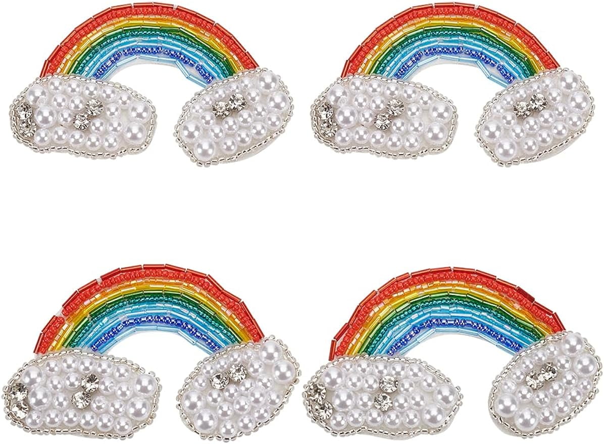 4pc Rainbow Cloud Appliques Clouds Iron On Patch Applique Embroidered ...