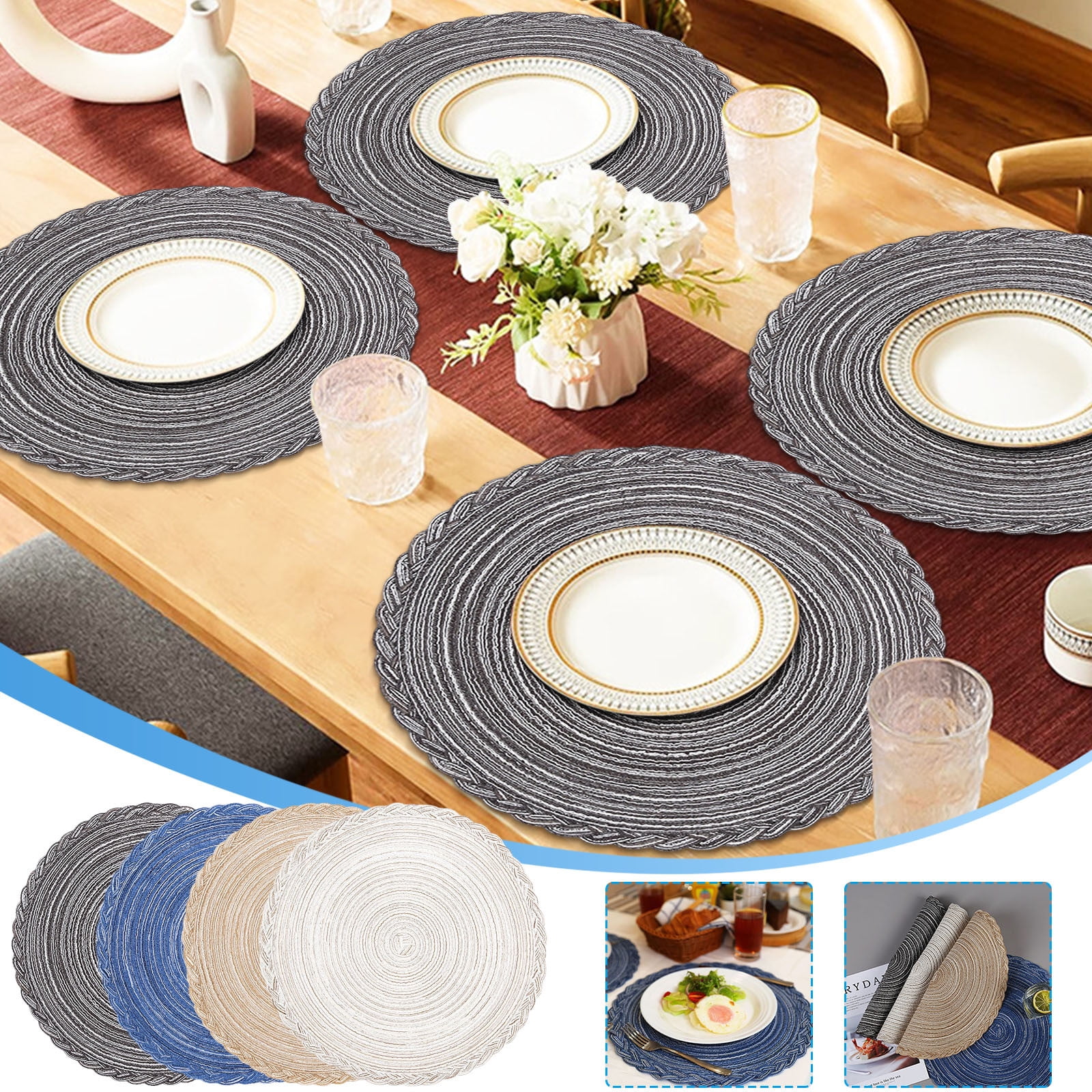 4pc Ramie Yarn 7in Round Table Mat, Heat Resistant Trivet for Hot ...