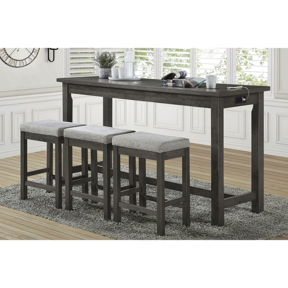 4pc Rectangular Counter Height Dining Set | Great for Dining with Gray ...