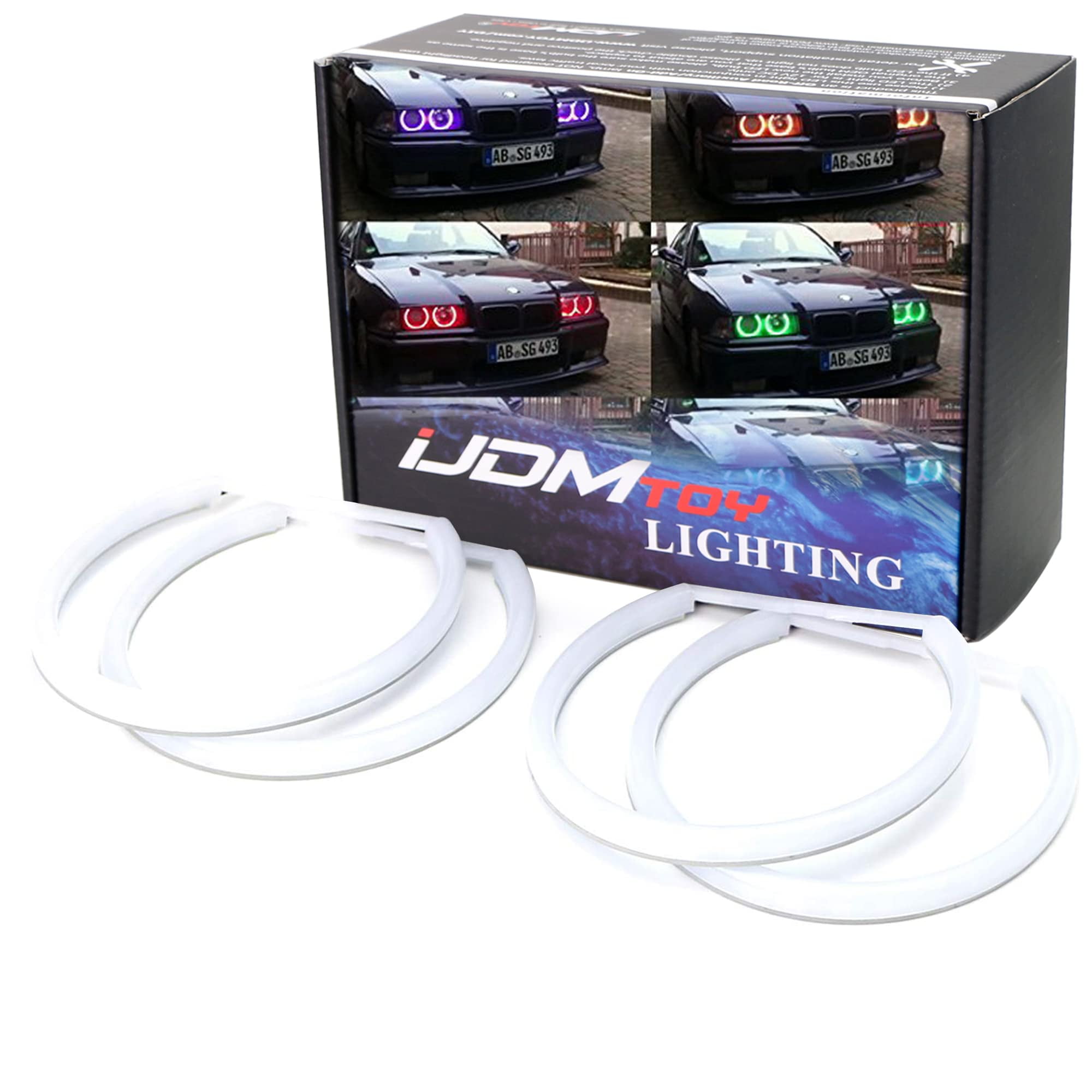 4pc Set 7-Color RGB LED Angel Eye Halo Rings w/Adjustable Setting For ...