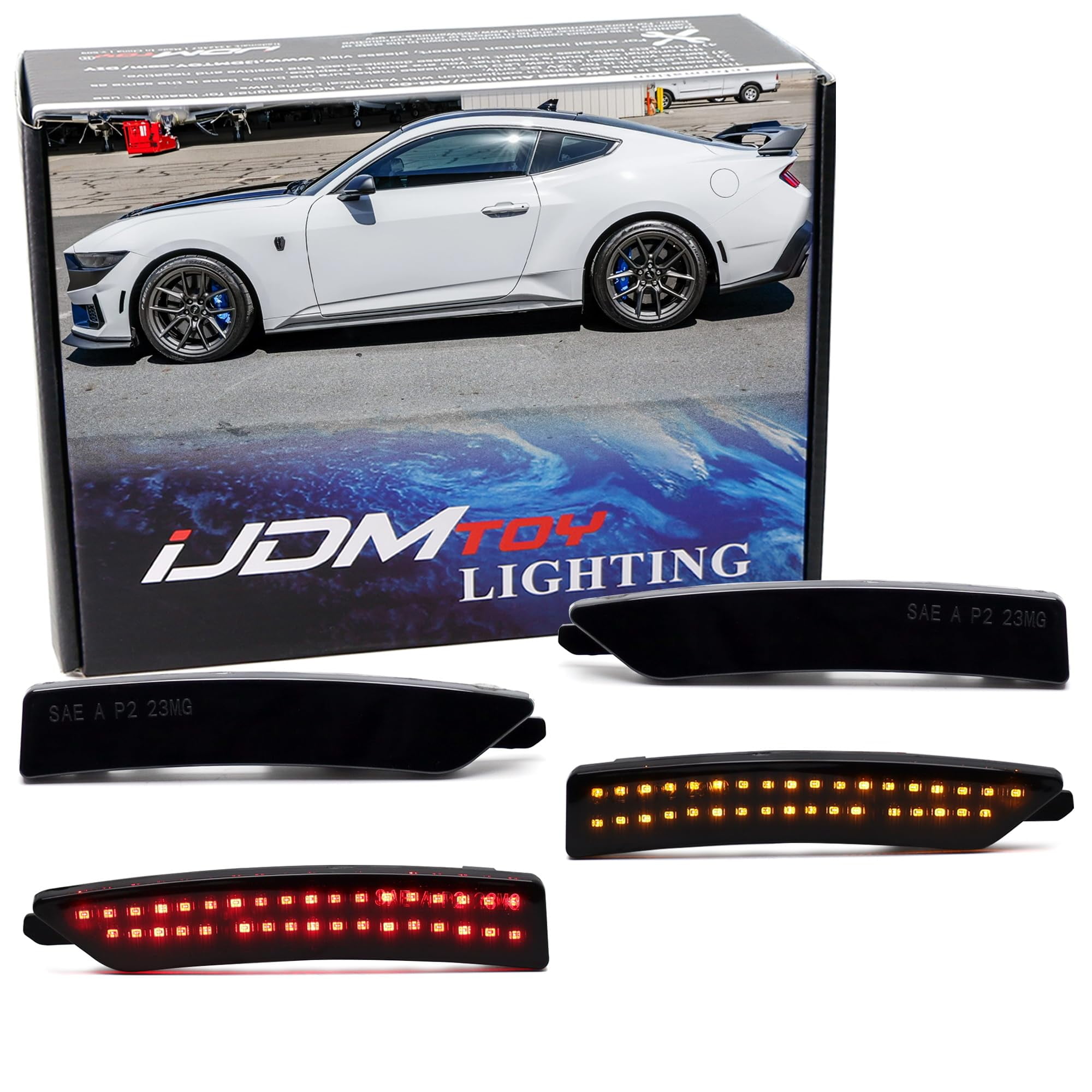 4pc Set Black-Out Smoked Lens Amber/Red Full LED Dotted Front & Rear ...