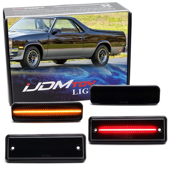 4pc Set Black-Out Smoked Lens Amber & Red Full LED Strip Front & Rear ...