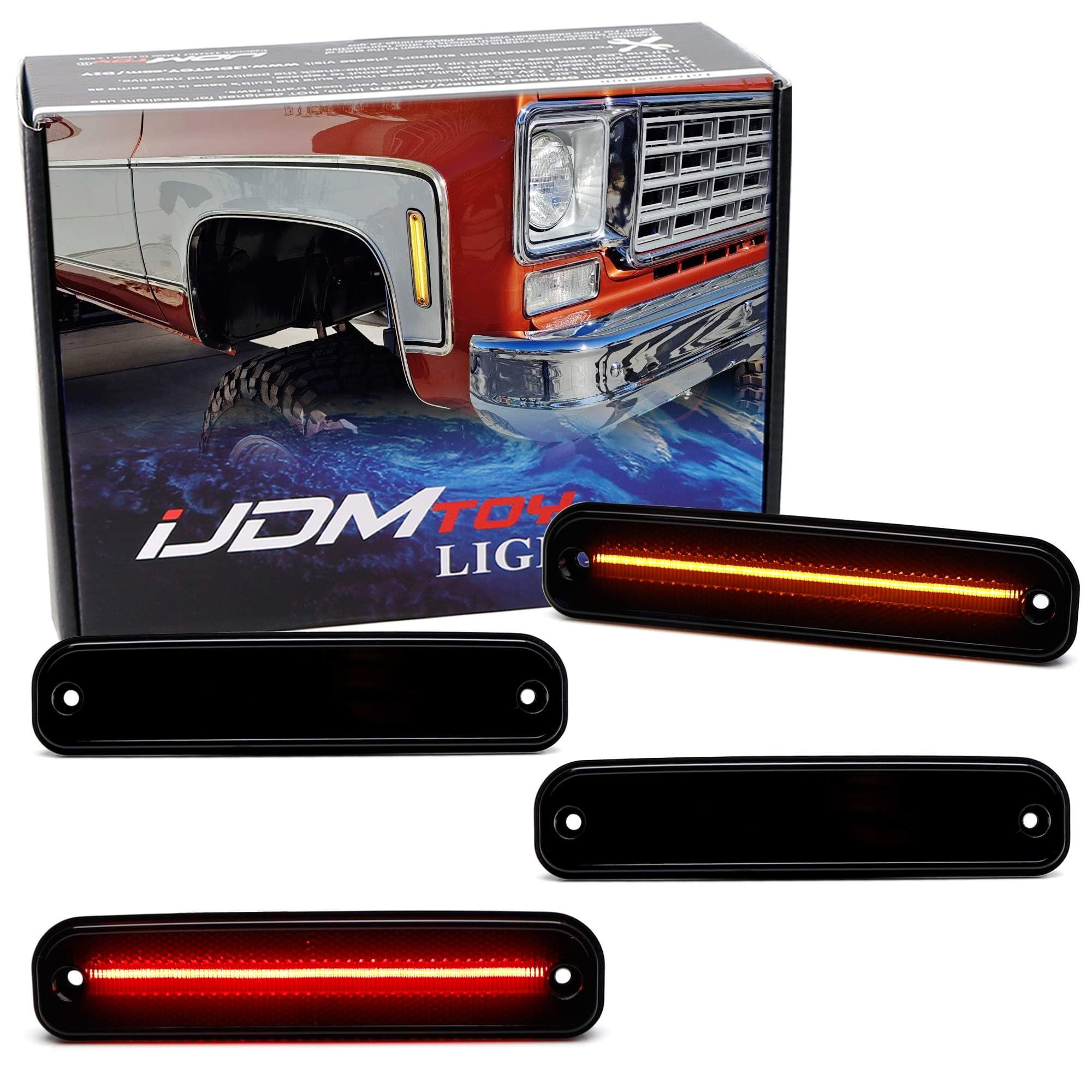 4pc Set Black-Out Smoked Lens Amber/Red Full LED Strip Front/Rear Side ...