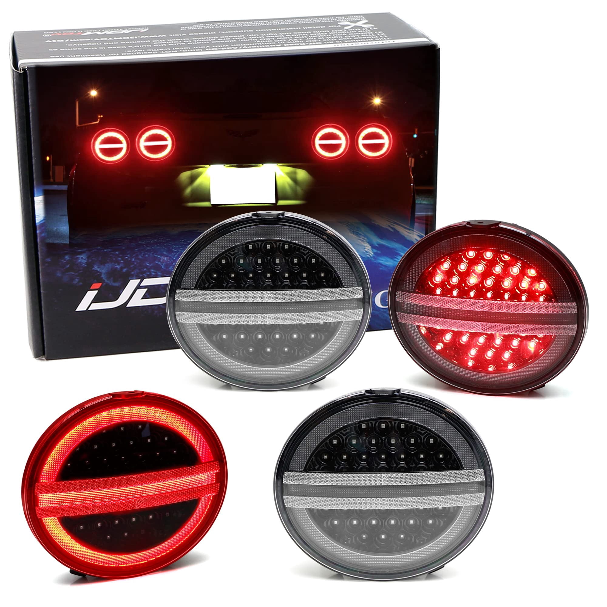 4pc Set Clear Lens w/Euro Black Interior Full LED Halo Vette Tail Lamp ...