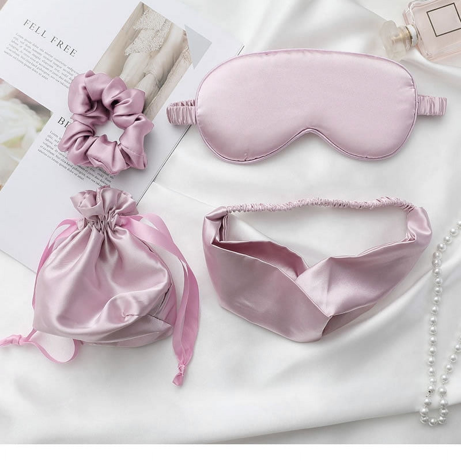 4pc Soft Silk Satin Sleep Eye Mask Gift Set Includes Eyemask, Headband ...