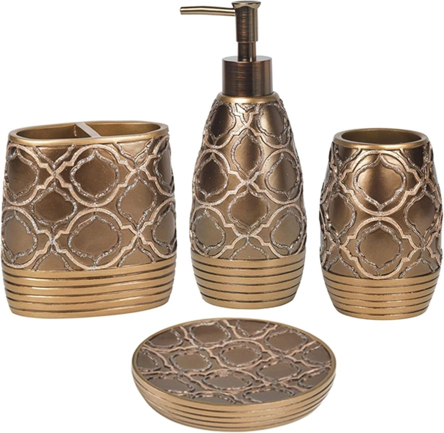 4pc Spindle Bathroom Accessories Set Modern Classic Luxury Decor with ...