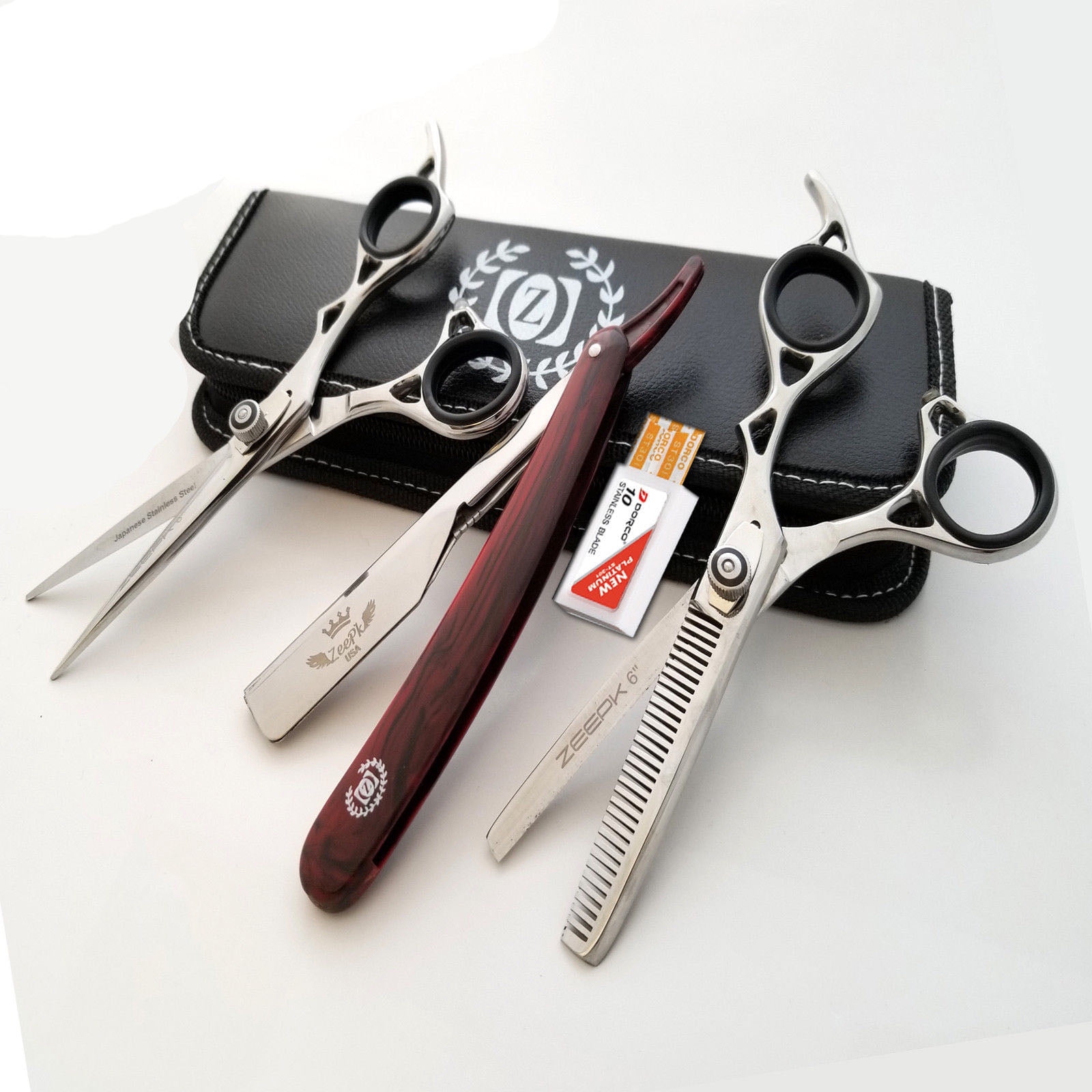 4pc Stainless Steel Hair Cuting+Thinning Scissors Barber Shears ...
