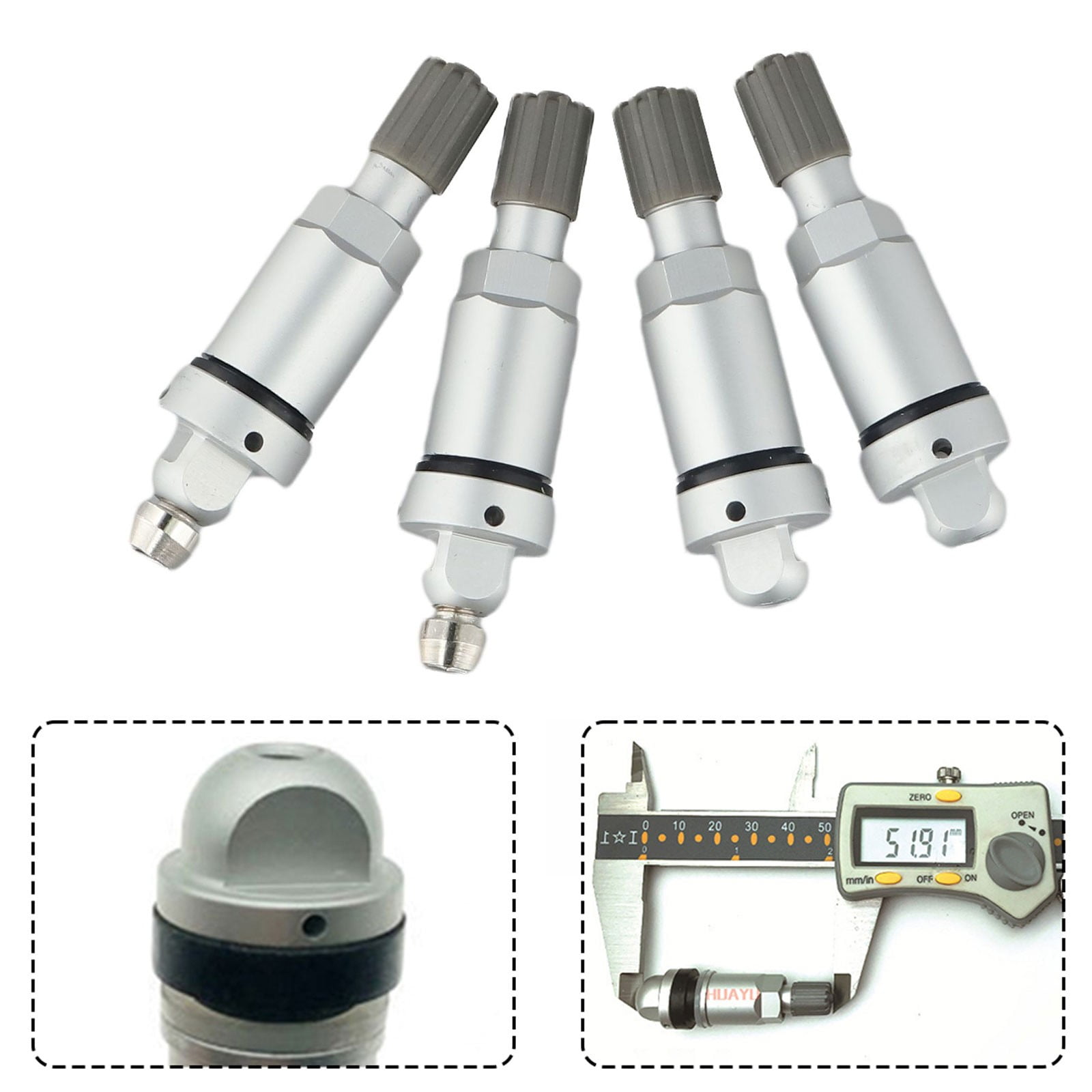 4pc TPMS Aluminum Valve Stem Service Kit for Vehicle Tire Valves ...