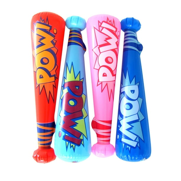 4pc Toy Blow Up Pow Bats Kids Float Toys Inflatable Baseball Bat Party ...