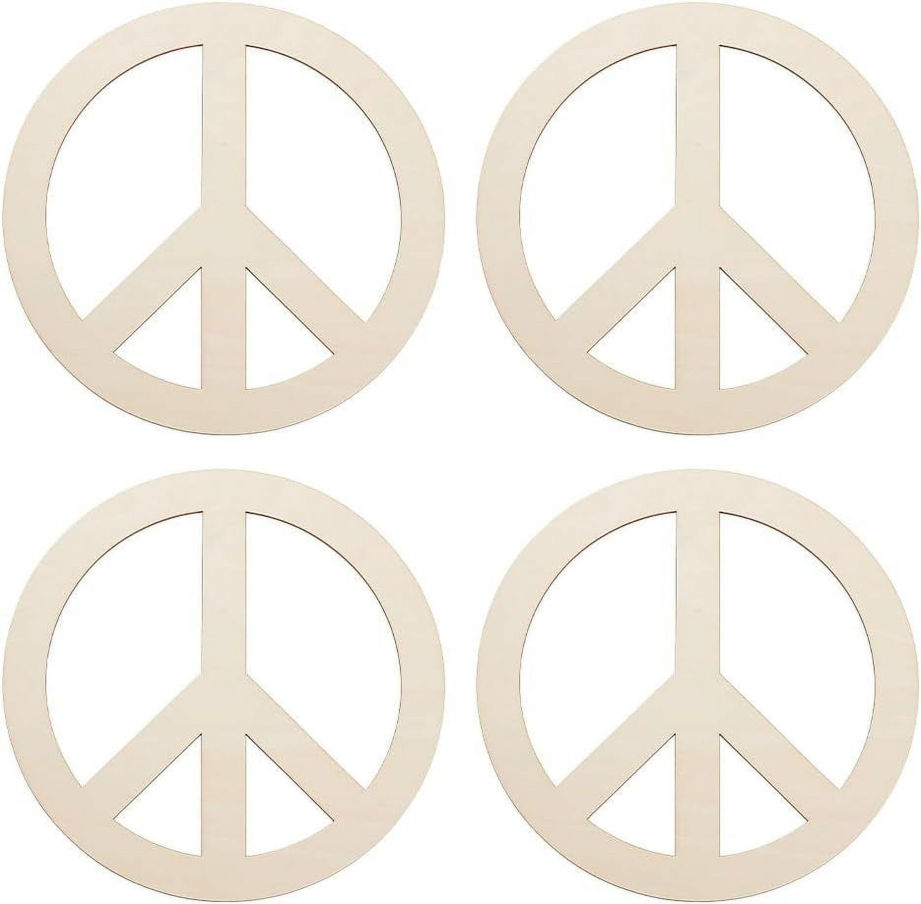 4pc Unfinished Wood Pieces - 11.8 Inch Peace Sign Wood Cutouts for DIY ...