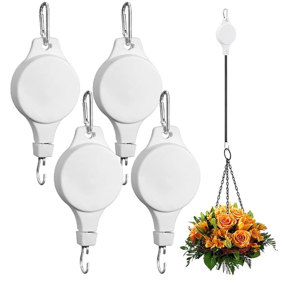 4pc Upgraded Retractable Plant Hanger Plant Pulleys for Hanging Plants ...