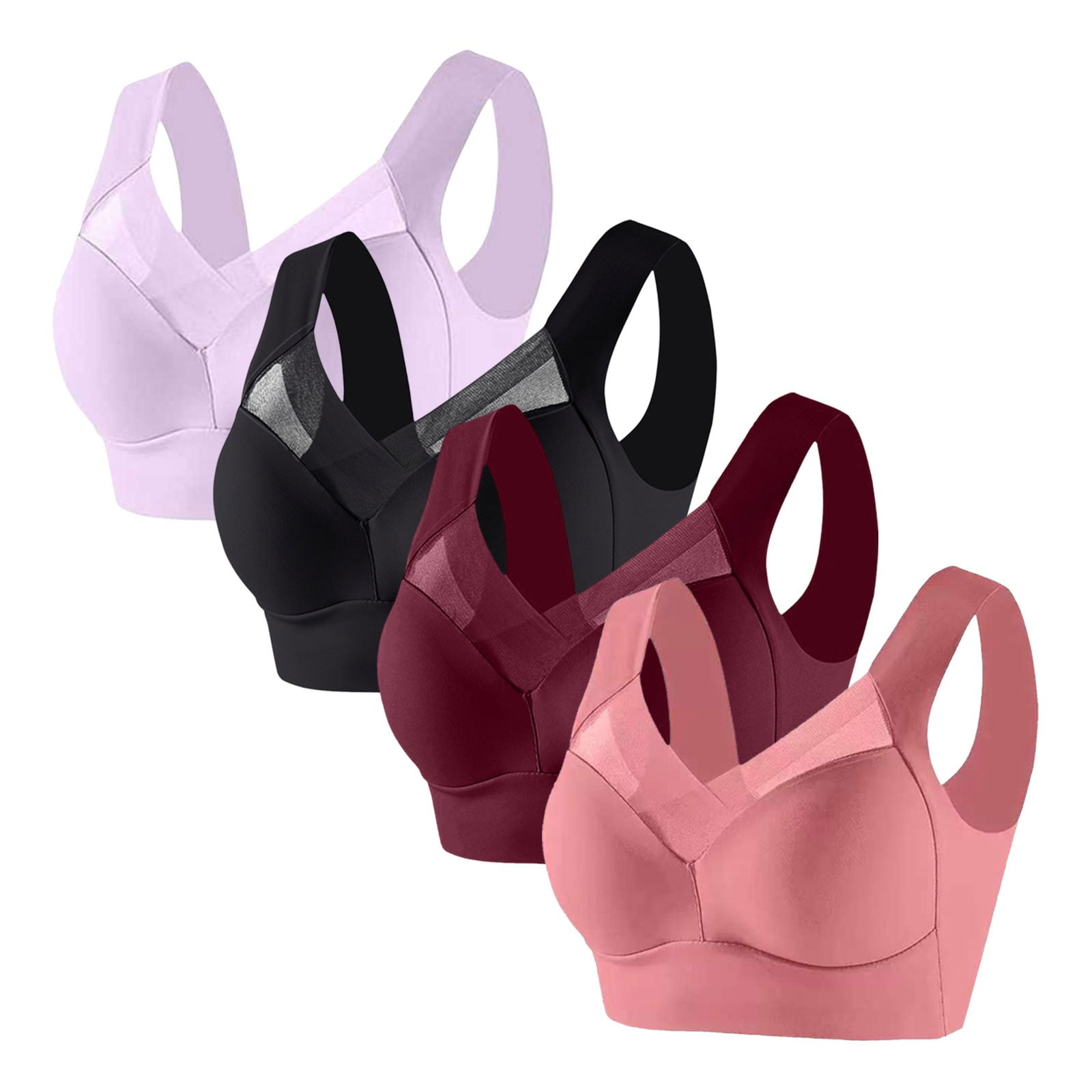 BLTIBY 4PC Everyday Tank Bra for Women Solid Color Wireless Seamless ...