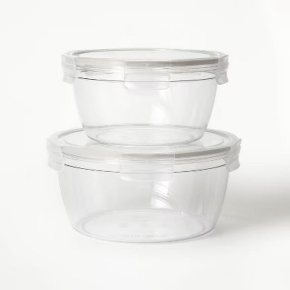 4pc (set of 2) 8.5 Cup and 14 Cup Tritan Plastic Round Food Storage ...