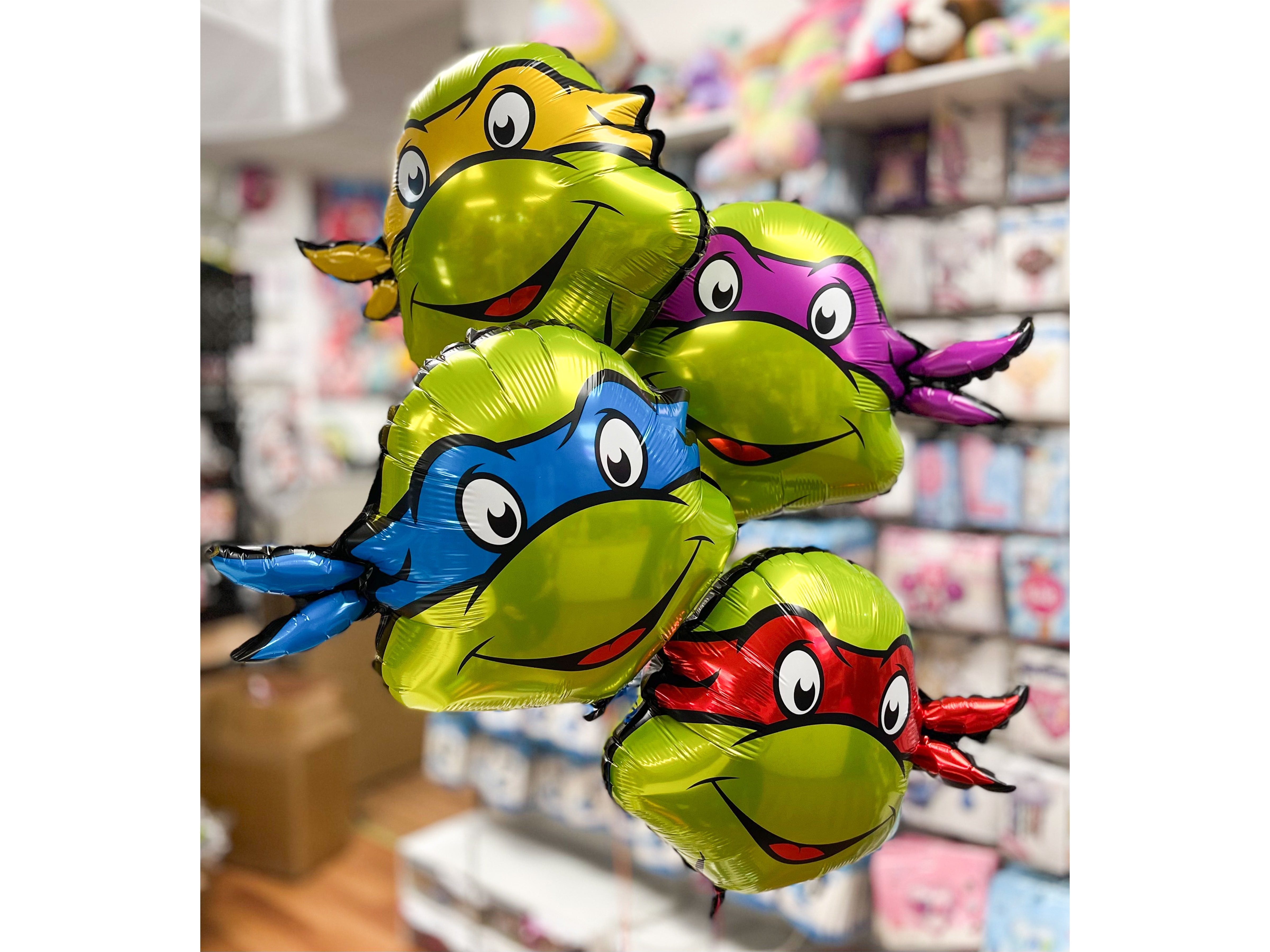 TMNT 4pc Ninja Turtle Heads Foil Balloons, Teenage Mutant Birthday ...