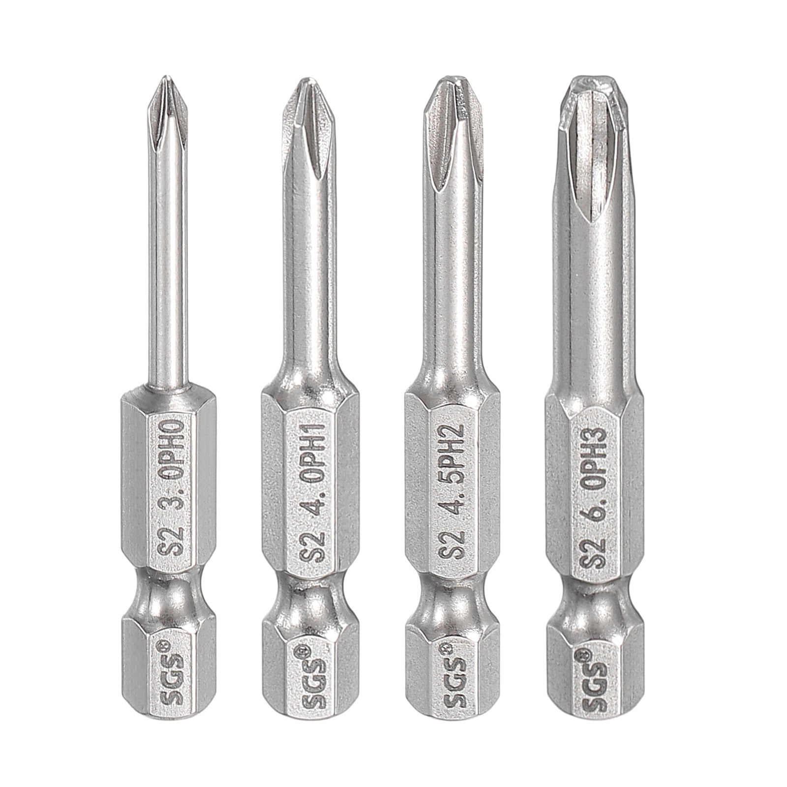 4pcs #0/1/2/3 Phillips Screwdriver Bit PH0+PH1+PH2+PH3 1/4" Hex Shank 2" (50mm) Long Magnetic ...