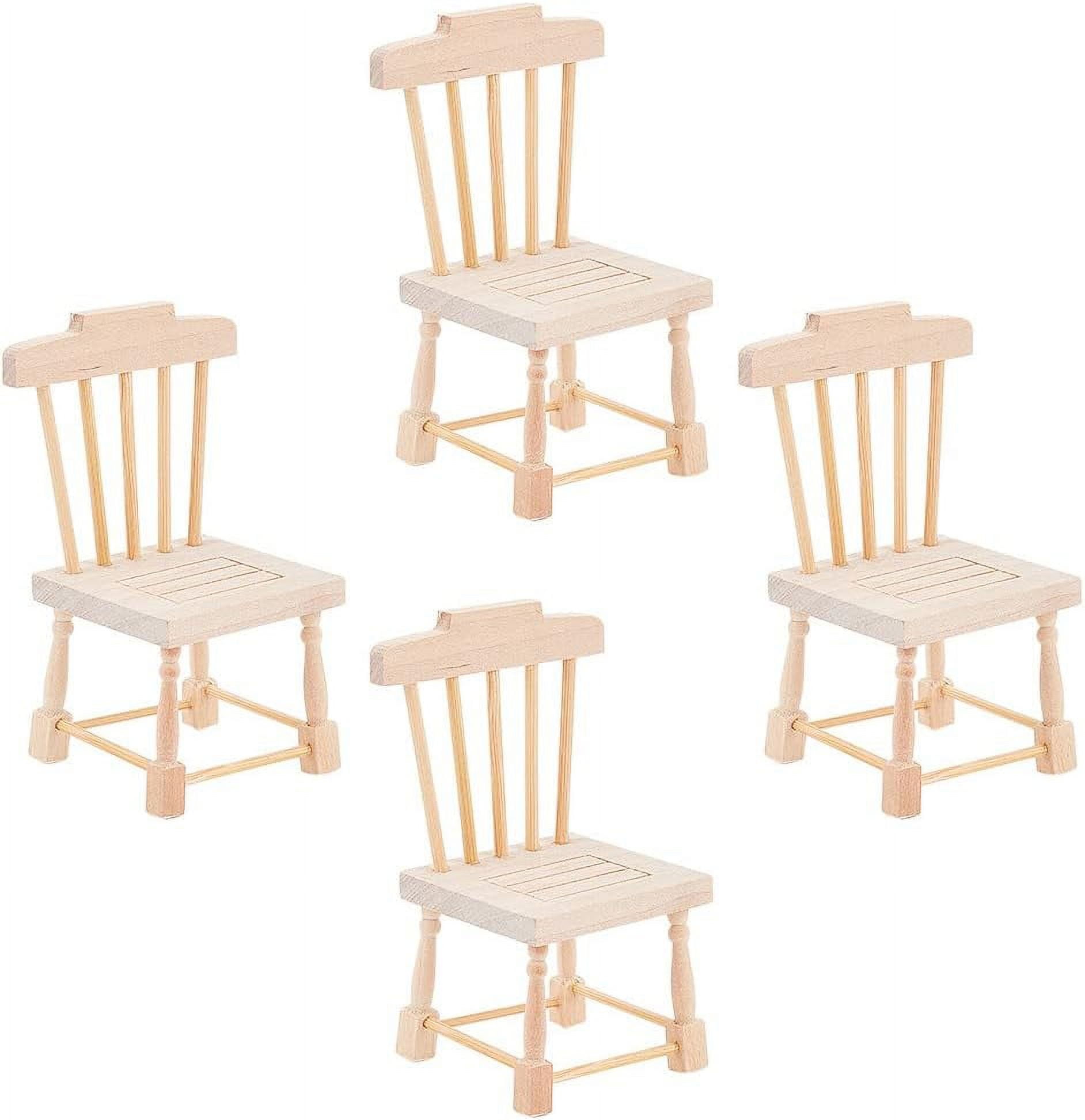 4pcs 1:12 Mini Chair Dollhouse Wooden Chairs Scale Miniature Chair Tiny ...