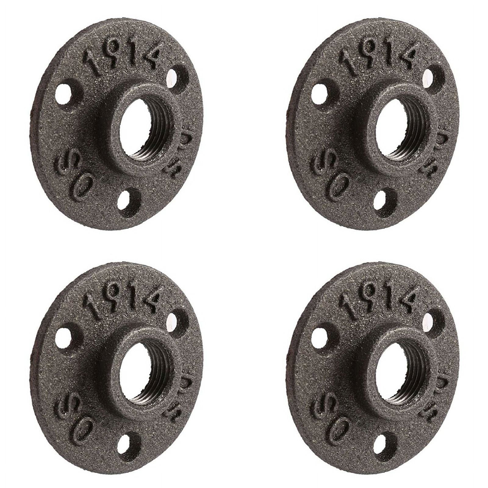 4pcs 1/2 Inch Black Cast Iron Pipe Fittings Floor Flange Threaded ...