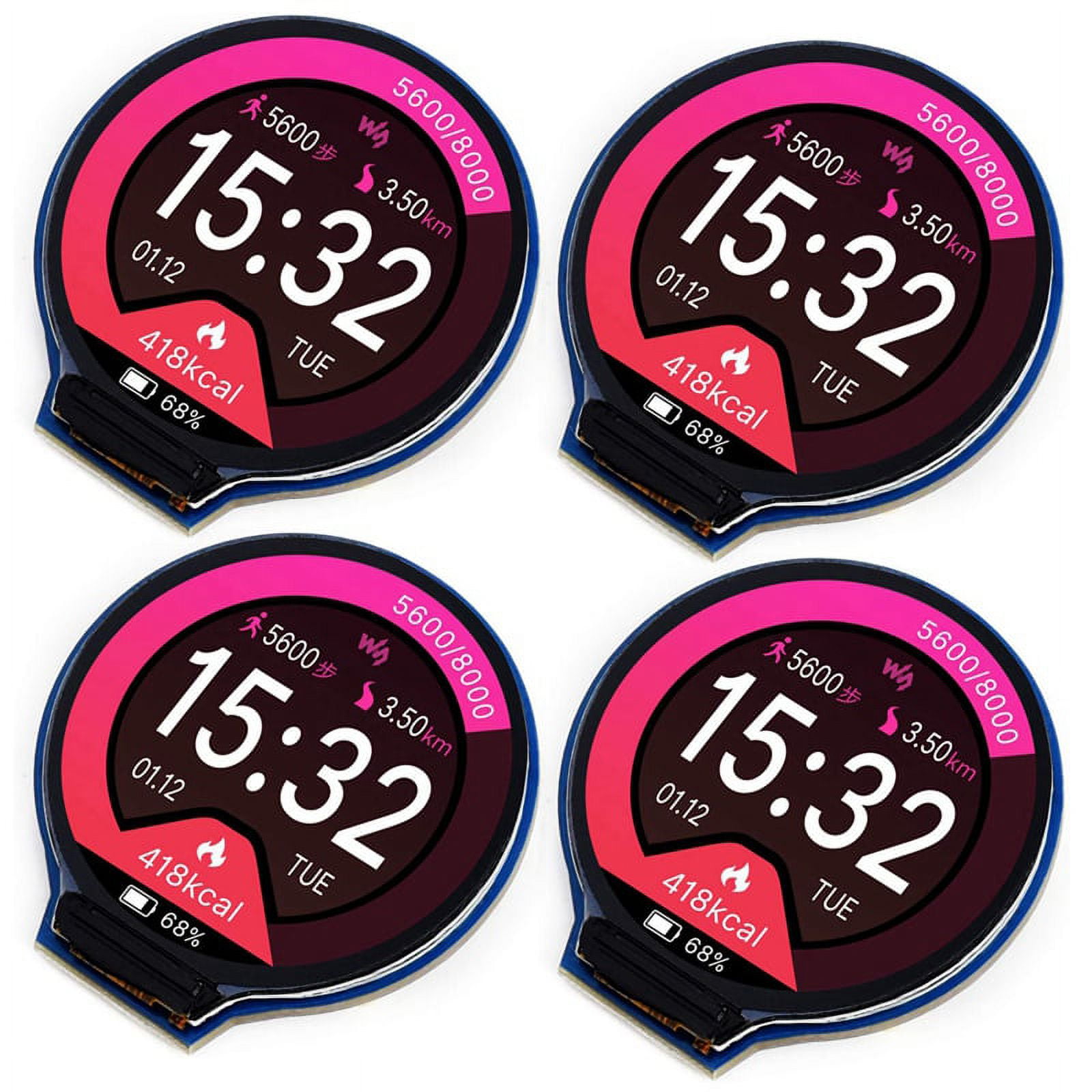 4pcs 1.28Inch Round Display LCD Screen Module GC9A01 SPI Communication ...