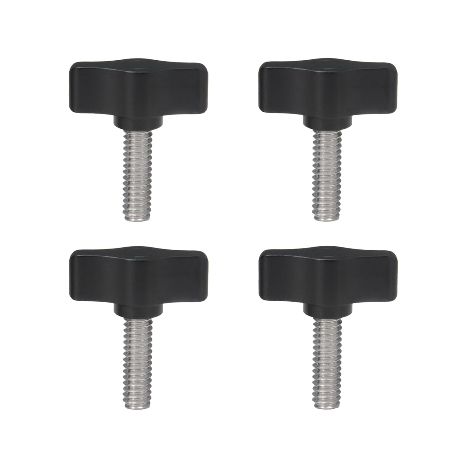4pcs 1/4"-20 x 3/4" Thumb Screws Stainless Steel with Black Aluminum ...