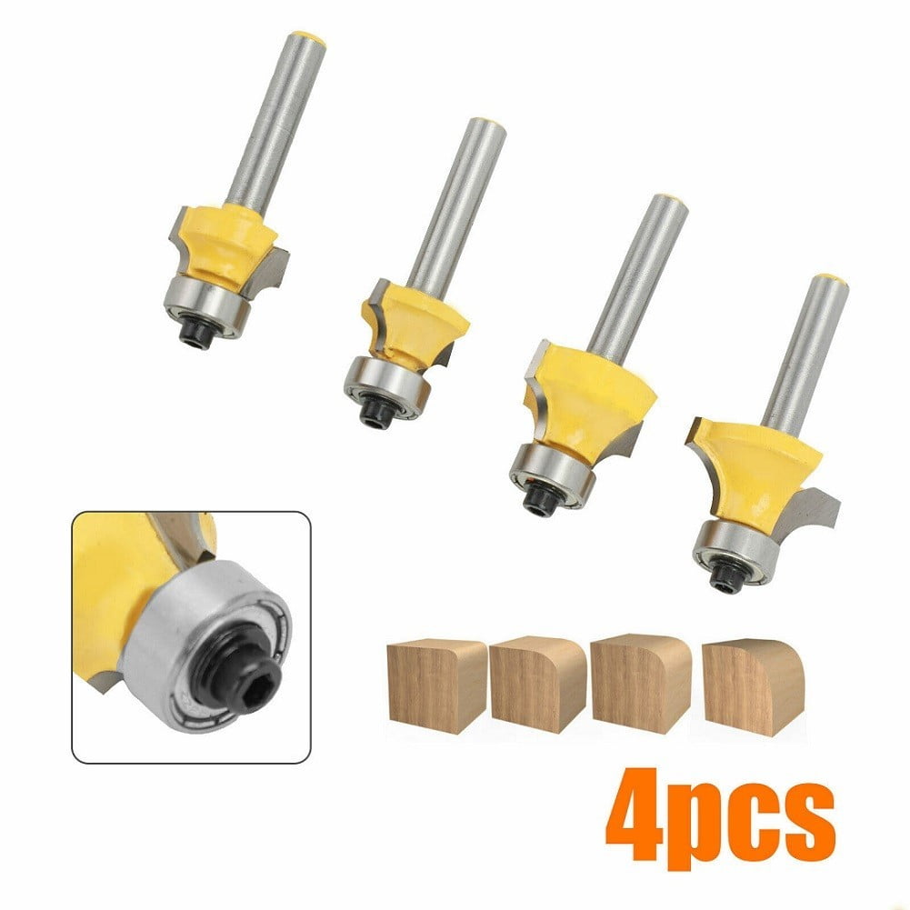 4pcs 1/4 inch Shank Round Over Bead Edge Forming Router Bit 1/2 3/8 1/4 ...