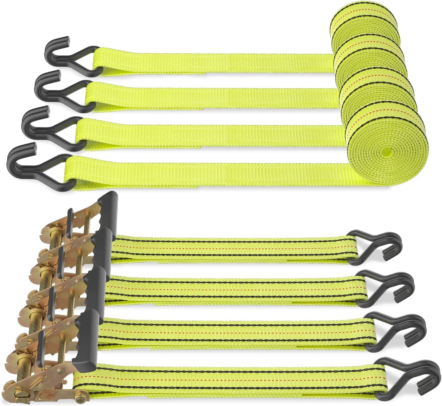4pcs 1.5" x 15 ft Heavy Duty Cargo Ratchet Tie Down Straps-3000lbs ...