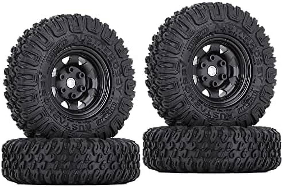 4pcs 1.55 inch 85mm rubber terrain crawler tires metal beadlock wheel rims tires set compatible ...