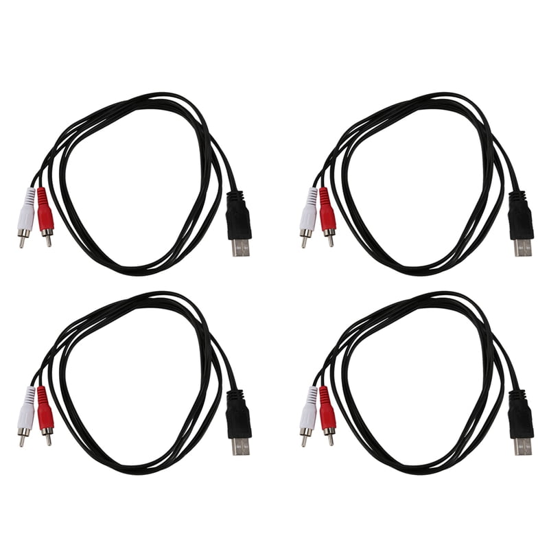 4pcs 1.5M Usb A Male to 2X Phono Male Av Cable Lead Pc Tv Aux Audio ...