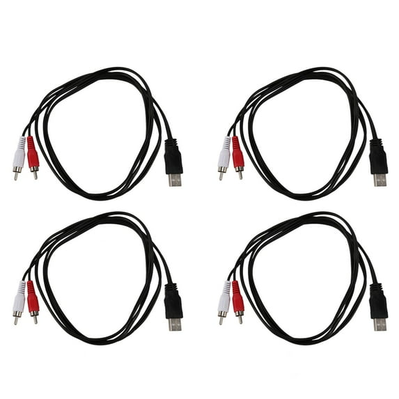 4pcs 1.5M Usb A Male to 2X Phono Male Av Cable Lead Pc Tv Aux Audio ...