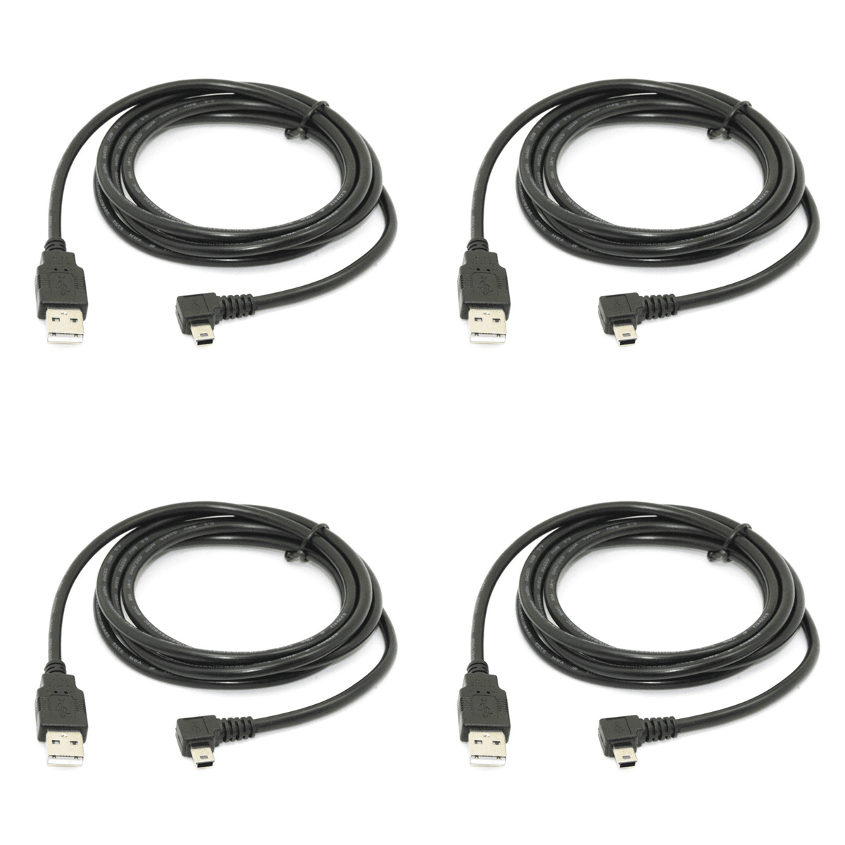 4pcs 1.8M Mini USB B Type 5Pin Male 90 Degree Left Angled to USB 2.0 ...