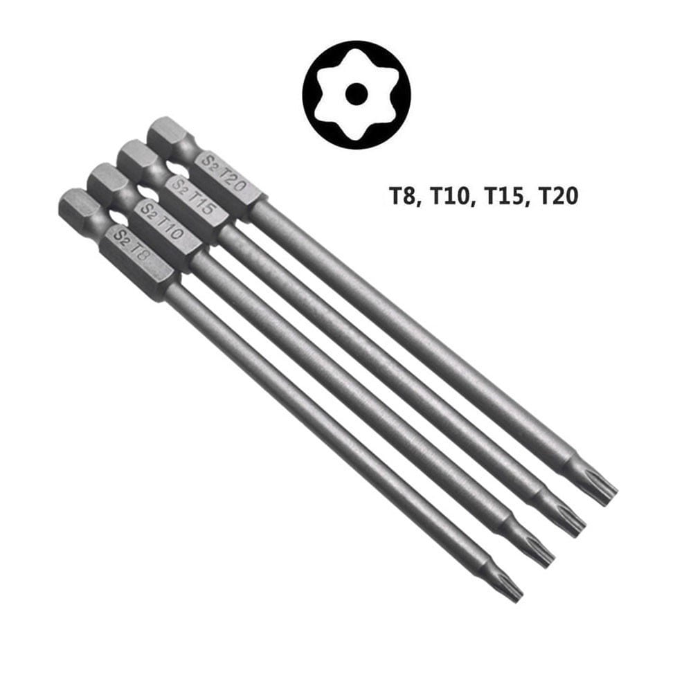 4pcs 100mm Long Screwdriver Bits for Torx Hexagon Cross Slotted ...