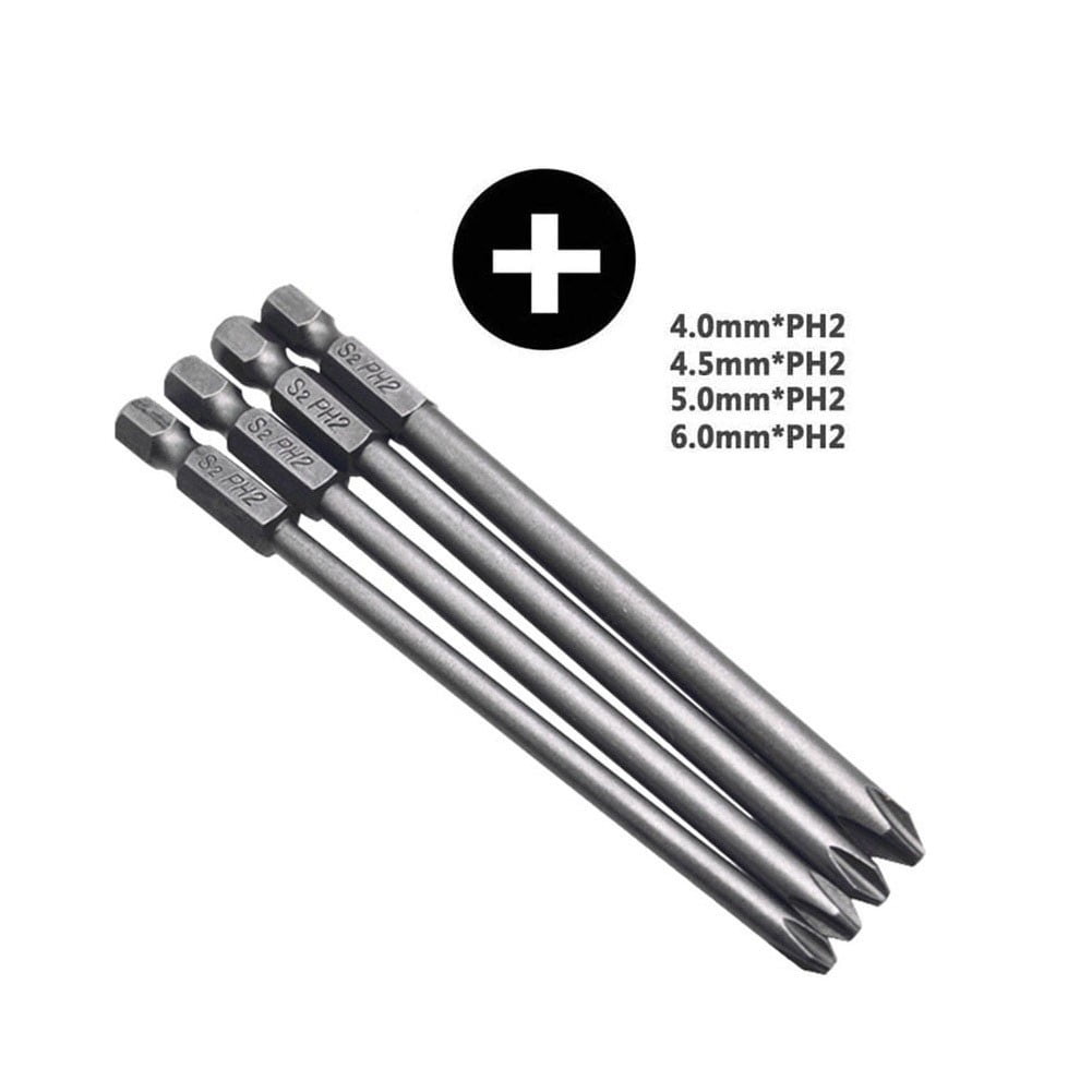 4pcs 100mm Long Screwdriver Bits for Torx Hexagon Cross Slotted ...